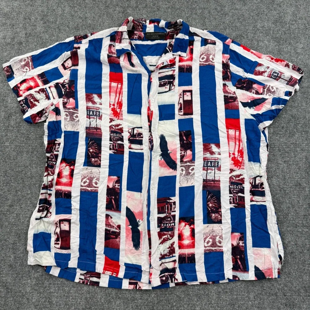 No Boundaries | Shirts | No Boundaries Button Up Shirt 3xl Blue Red ...